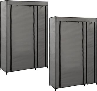 vidaXL Faltschr&auml;nke 2 Stk. Grau 110x45x175 cm Stoff Vidaxl