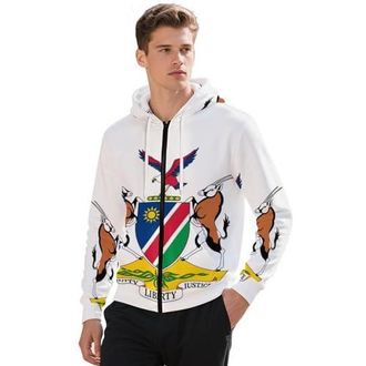 Generic Sweat Homme sans Capuche Zippé Sport Veste Zippée Légère Hiver Cardigan Imprimérépublique De Namibie Emblème National Polaire Décontracté Coupe