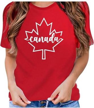 Generic T-shirt &agrave; manches courtes pour femme Drapeau Canada Motif feuille d&eacute;rable, rouge, XXL