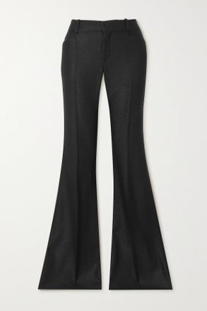 Chlo&eacute; Pantalon &Eacute;vas&eacute; En Soie Et Laine M&eacute;lang&eacute;es - Noir