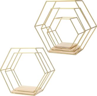 Generic Schweberegale f&uuml;r die Wand | 5 St&uuml;ck Metall Sechseck Schwebende Wandregale - Modernes dekoratives f&uuml;r Wohnzimmer Schlafzimmer K&uuml;che in verschiedenen G