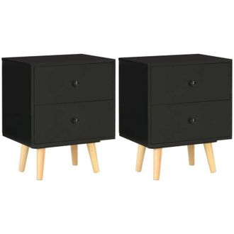 vidaXL Tables de chevet 2 pcs Noir 40 x 30 x 50 cm Pin massif