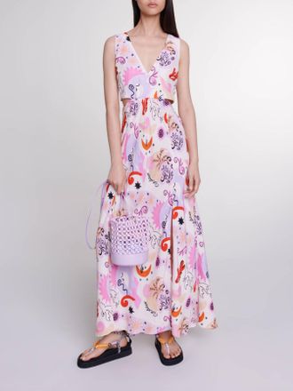 Maje Langes Seidenkleid Mit Cut-outs - Imprime Paradisio - Gr&ouml;&szlig;e 32 - Maje