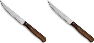 Arcos Serie Latina - Steakmesser - Klinge Nitrum Edelstahl 105 mm - HandGriff Pack-Holz Farbe Braun (Packung mit 2)
