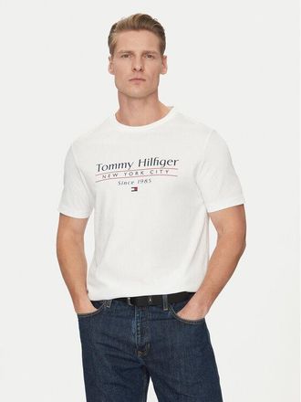 Tommy Hilfiger T-Shirt Center Stack MW0MW38621 Wei&szlig; Regular Fit