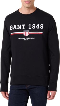 GANT Herren Graphic C-Neck Sweat Sweatshirt, Black, XXL