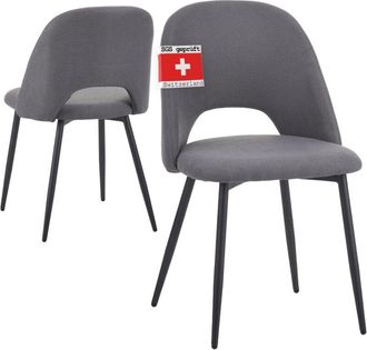 Albatros-Moebel Esszimmerst&uuml;hle mit Stoff-Bezug 2er Set silvi, Grau Beige - Stilvolles Vintage Design, Stoff-Bezug, sgs gepr&uuml;fter Polsterstuhl - Moderner