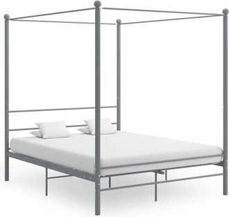 vidaXL Himmelbett Grau Metall 160x200 cm Vidaxl