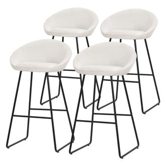 ML Design ML-Design Barhocker 4er Set Beige 75 cm hoch mit Stoffbezug, Gepolsterte Barstühle mit Metallgestell, Küchenstühle mit Rückenlehne und Fußstütze, Tres