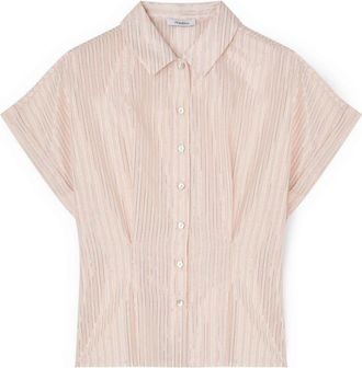 Motivi Femme, Blouses et Chemises, Rose, Taille: 46 FR Chemise en mousseline &agrave; rayures Lurex