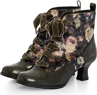 Ruby Shoo Beth Bottes victoriennes &agrave; lacets &agrave; talon moyen avec lacets violets/noirs 36-42, vert olive, 40 EU