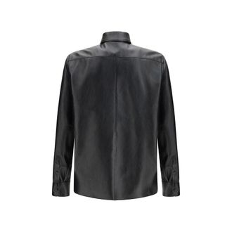 Dolce & Gabbana Mens Black Leather Dress Shirt