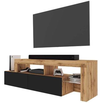 Selsey Selsey - asten - TV-M&ouml;bel TV-Element im asymmetrischen Design - 172 cm breit - Wotan Eiche / Schwarz