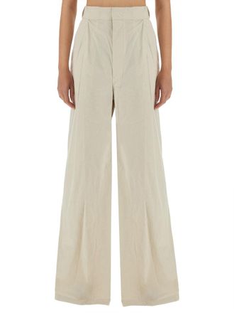 Maison Margiela Pleated Wide-Leg Trousers - Beige