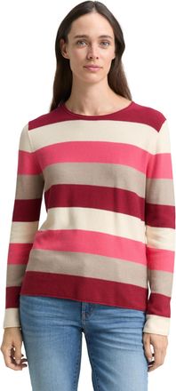 Tom Tailor Damen 1042952 Pullover, 39987 - Red Block Stripe, S EU