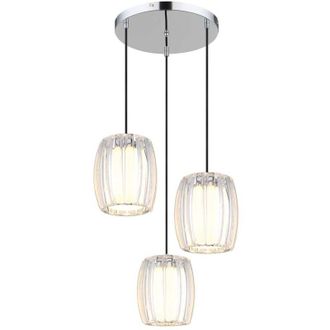 Globo Lighting Suspension, applique, plafonnier, chrom&eacute;, verre acrylique, 3 lumi&egrave;res, H 120 cm