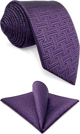 Shlax & Wing Set cravatte et carr&eacute; de poche violet fonc&eacute; homme moyenne 147cm