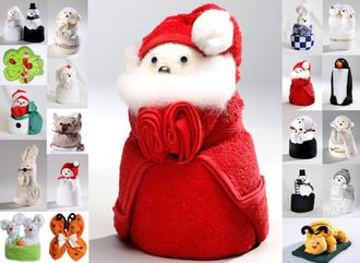 JACK Frottier Geschenk Set viele Modelle Handarbeit Origami Gästetuch Handtuch Waschhandschuh, Motiv/Art:Santa Claus