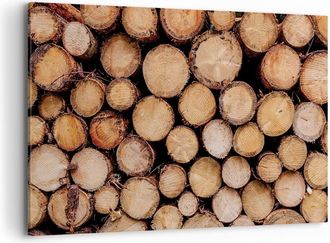 Arttor Wandbilder Dekoration Wohnzimmer Holz Baumstämme Stämme Bilder auf Leinwand 120x80cm Leinwandbild Schlafzimmer Küche Deko Wand Kunstdruck Art Groß XXL