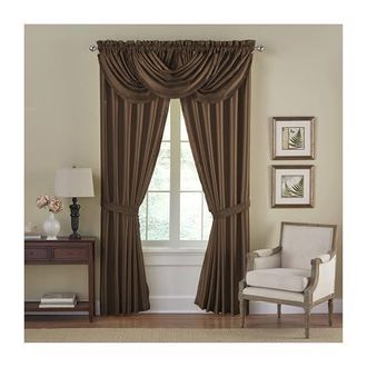 Elrene Home Fashions Versailles Vorhang aus Kunstseide, Verdunkelungsvorhang mit Stangentasche, 132 x 274 cm, Schokoladenbraun, 1 Vorhang