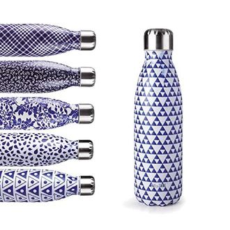 Ibili Bouteille Isotherme Mosaic Bleu (Mosa&iuml;que Bleue), 500 ml, Acier Inoxydable 18/10, Double Paroi, R&eacute;utilisable