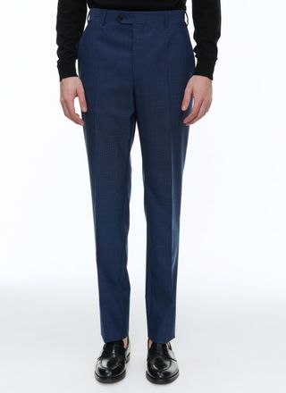 Fursac Pantalon en laine bleue &agrave; micro dessin - Taille 41 - Homme