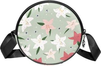 Generic Lily Joli petit sac &agrave; bandouli&egrave;re rond avec fermeture &eacute;clair et bretelles r&eacute;glables pour femme et fille Motif cercle