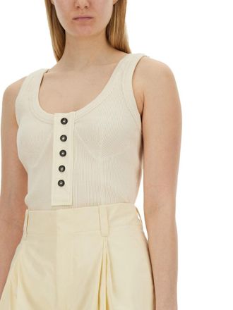 Bottega Veneta Stretch Cotton Jersey Top - Ivory