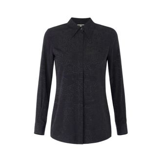 Elisabetta Franchi Femme, Blouses et Chemises, Noir, Taille: 42 FR Chemise à Lettrage en Georgette Jacquard