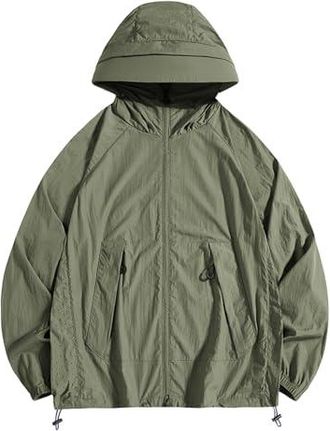 Generic Vestes dextérieur imperméables pour femme, coupe-vent, compressible, légère, coupe-vent, pour randonnée, manteau de pluie avec poches, décontracté, au