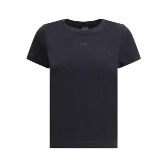 Pinko Pinko, Femme, Tops, Noir, Taille: 38 FR T-Shirt Classique en Coton &agrave; Col Rond