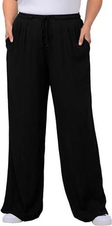 Ulla Popken Femme Large en Viscose Pantalon, Noir (Schwarz 10), 44-46 EU