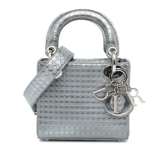 Dior Silver Mini Patent Microcannage Lady Dior