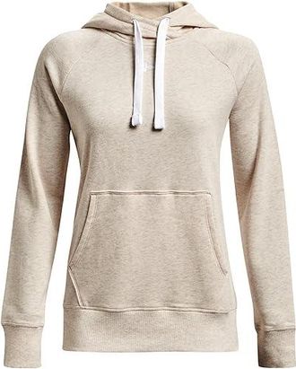 Under Armour Sweat &agrave; Capuche Rival en Polaire pour Femme, Oatmeal Light Heather (783)/Blanc, Medium