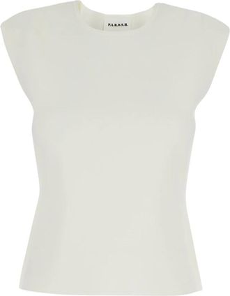 P.A.R.O.S.H. P.a.r.o.s.h., Femme, Tops, Blanc, Taille: 40 FR Haut Court &agrave; Col Rond