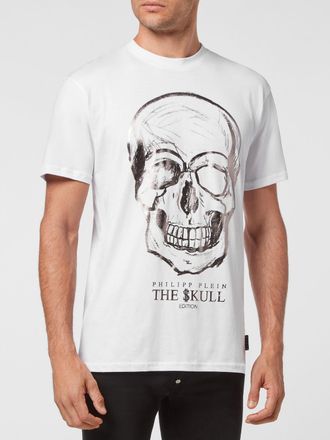 Philipp Plein T-shirt en coton avec imprim&eacute; t&ecirc;te de mort et logo contrastant
