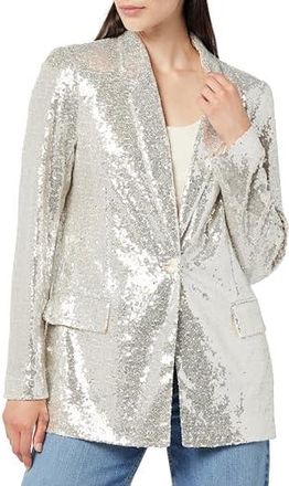 The Drop Blazer Long Blake pour Femme, Paillettes Argentées, M