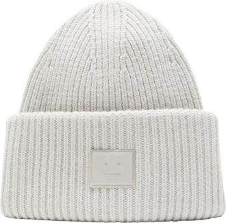 Acne Studios Caps & Mützen - Mütze mit großem Face-Logo - Gr. ONE SIZE - in Grau - für Damen