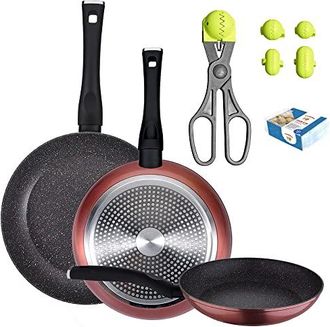 San Ignacio PACKUNG MIT 3 Bratpfannen Ø20/24 und 28 cm + Mehrzweckgerät, dem Krokettierer mit 4 Formen und 20 Einmachschalen