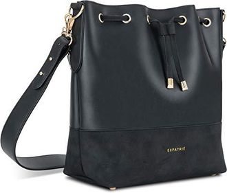 Expatrié Sac à main noir Femme Fille SARAH sac porté épaule en cuir synthétique végétalien pour loisirs & travail - Sac Crossbody chic & élégant