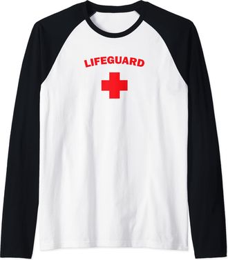 Graphics & More Lifeguard Red and White Light Raglan