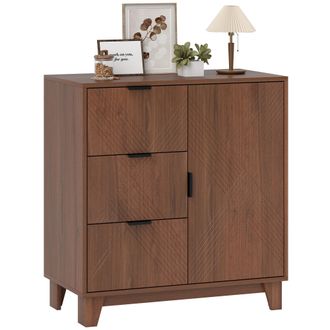 HOMCOM Sideboard Wohnzimmer Aufbewahrungsm&ouml;bel K&uuml;chenschrank mit T&uuml;rschrank 3 Schubladen und verstellbarem Regal modernen Stil Sideboard Esszimmer und Wohnzi