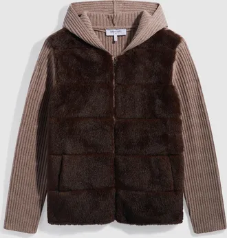 Gerard Darel Gilet zipp&eacute; en cachemire et fausse fourrure - ROSELYNE - Beige
