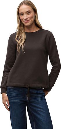 Street One Damen 3017129 Sweatshirt mit Rippdetail, Darkest Brown, 46