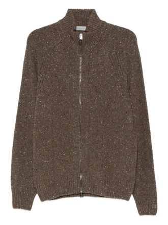 Canali cardigan zipp&eacute; &agrave; design mouchet&eacute; - Marron