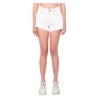 Pinko Honey Jeansshorts mit Fransen - - Shorts - Damen - Wei&szlig; - W30
