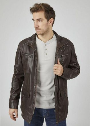 Bugatti Lederjacke BUDAVID (1-St) mit Pattentaschen und Abdeckleiste
