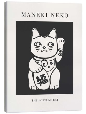 Posterlounge Manekineko, Gl&uuml;ckskatze Leinwandbild von KsanaKalpa 50 x 70 cm Schwarz-Wei&szlig; Wandbilder Wanddeko