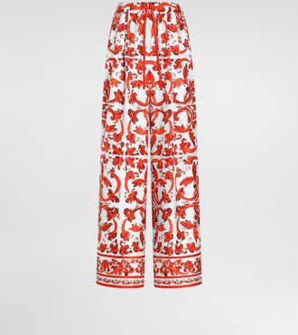 Dolce & Gabbana Hose Aus Seide Mit Majolika-print - Frau Hosen Und Shorts Mehrfarbig 40