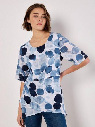 Apricot T-Shirt Tunika-Top mit Punktedruck